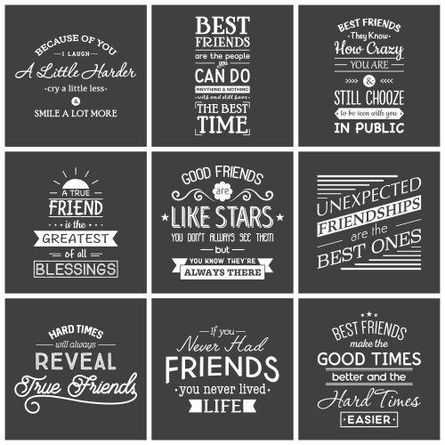 Friendship typography quotes Royalty Free Vector Image