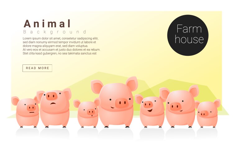 Animal banner with pigs for web design 5 Vector Image