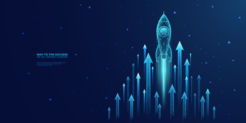 Abstract digital rocket launch from a smartphone Vector Image