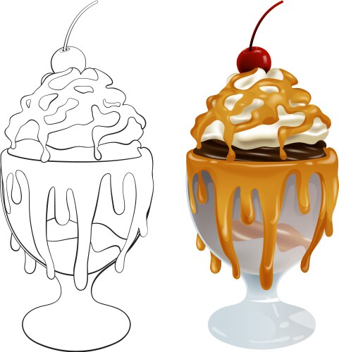 A sundae both sketched and colored Royalty Free Vector Image