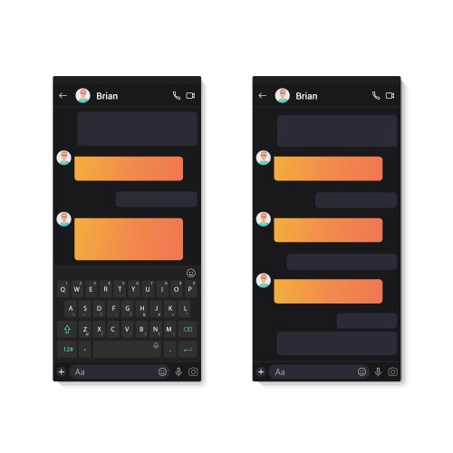 Chat app screen in light and dark mode gradient Vector Image