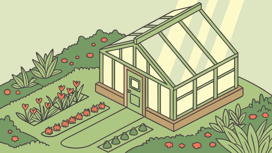 Peaceful Green Garden Scene – Royalty-Free Vector | VectorStock