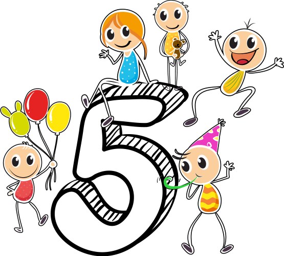 Math number five character radiating positivity Vector Image