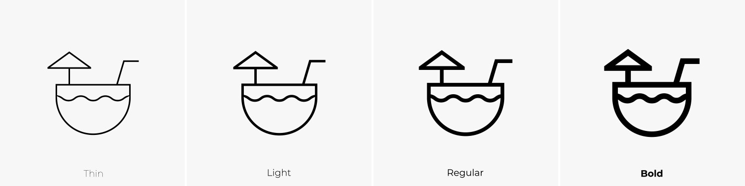 Coconut tree icon thin light regular and bold Vector Image