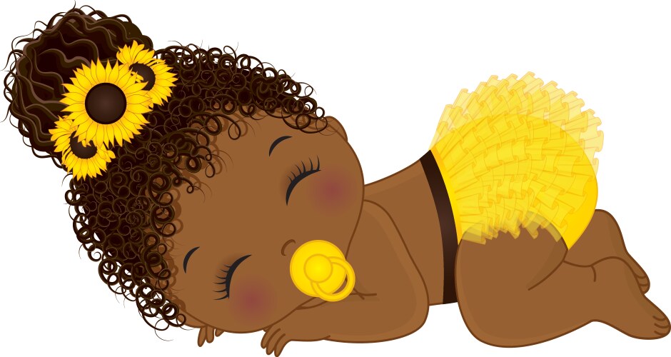 Cute little sunflower african american baby girl Vector Image