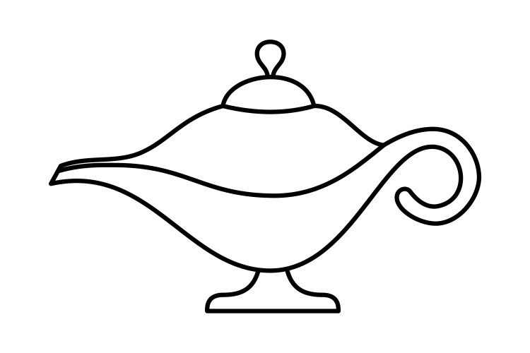 Arabian oil lamp line Royalty Free Vector Image