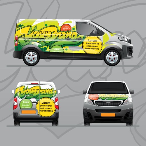 Tiger business minivan painted from all sides Vector Image