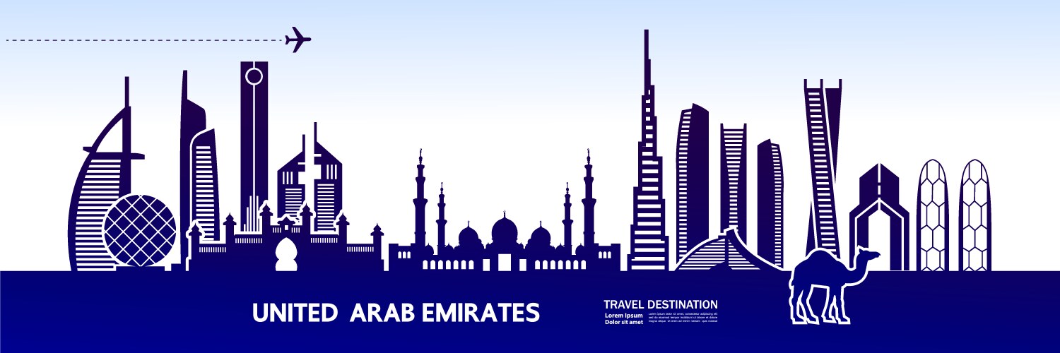 United arab emirates skyline drawn sketch Vector Image
