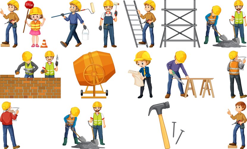 Carpenter with wood and tools Royalty Free Vector Image