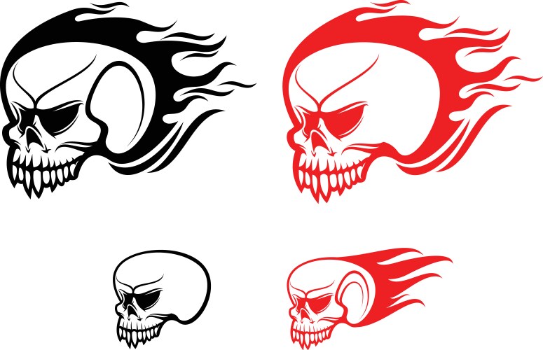 Burning skull with classic tribal flames isolated Vector Image