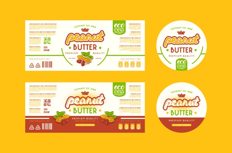 Set of templates label for peanut butter Vector Image