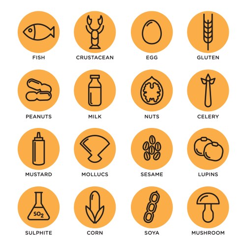 Cartoon colorful allergy set Royalty Free Vector Image