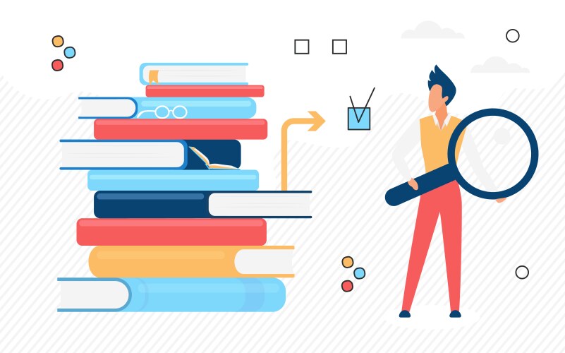 Student gaining knowledge reading Royalty Free Vector Image