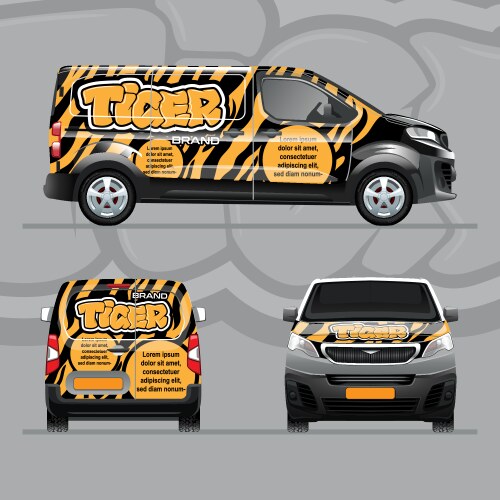 Sign company business van layout with graphics Vector Image