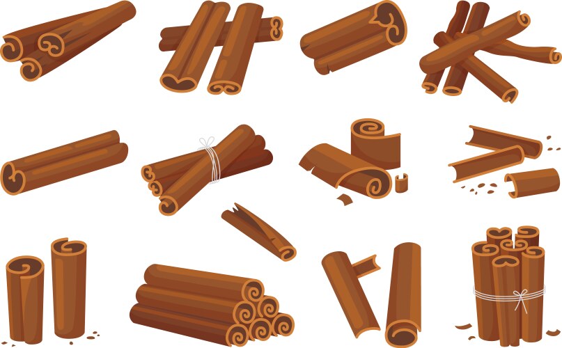 Realistic cinnamon sticks set Royalty Free Vector Image