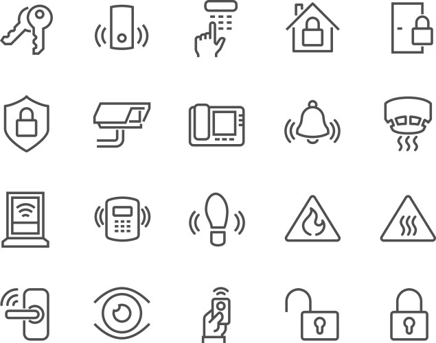 Line home room types icons Royalty Free Vector Image