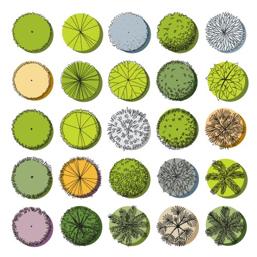 Trees sketch architectural hand drawn Royalty Free Vector