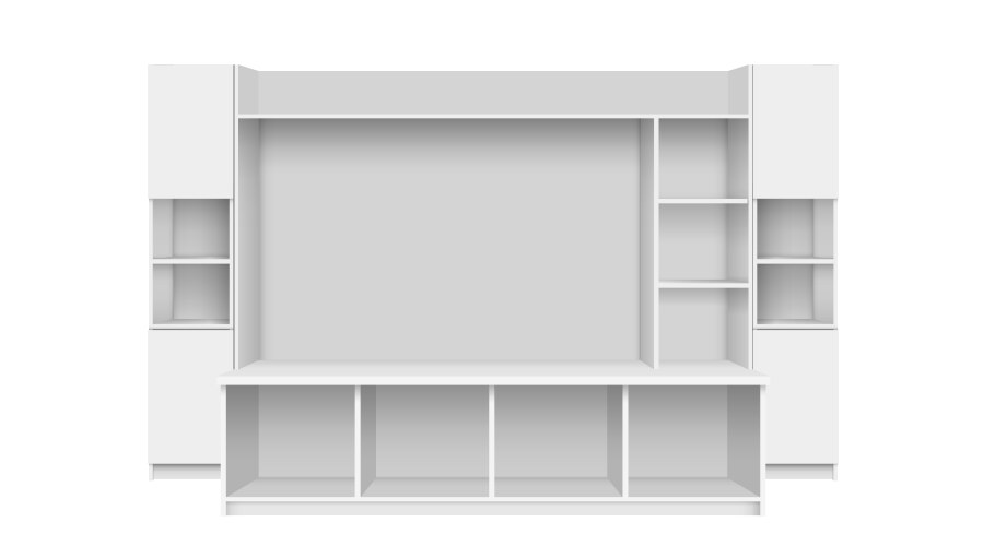 Wooden showcase cabinet on the white background Vector Image