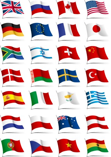 World top countries national flags Royalty Free Vector Image