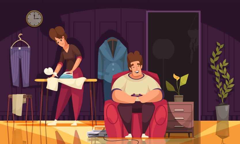 Daily routine background with working man Vector Image