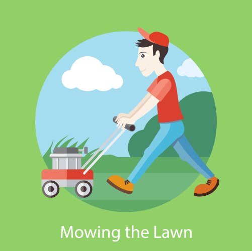 Mole cutting grass lawn mower Royalty Free Vector Image