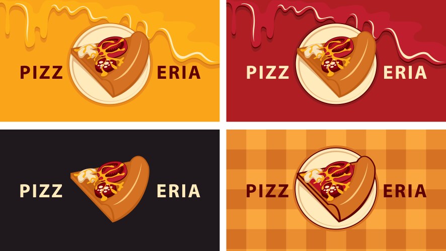 Italian pizza card templates set with traditional Vector Image