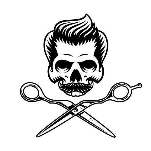 Skulls barber shop logo Royalty Free Vector Image
