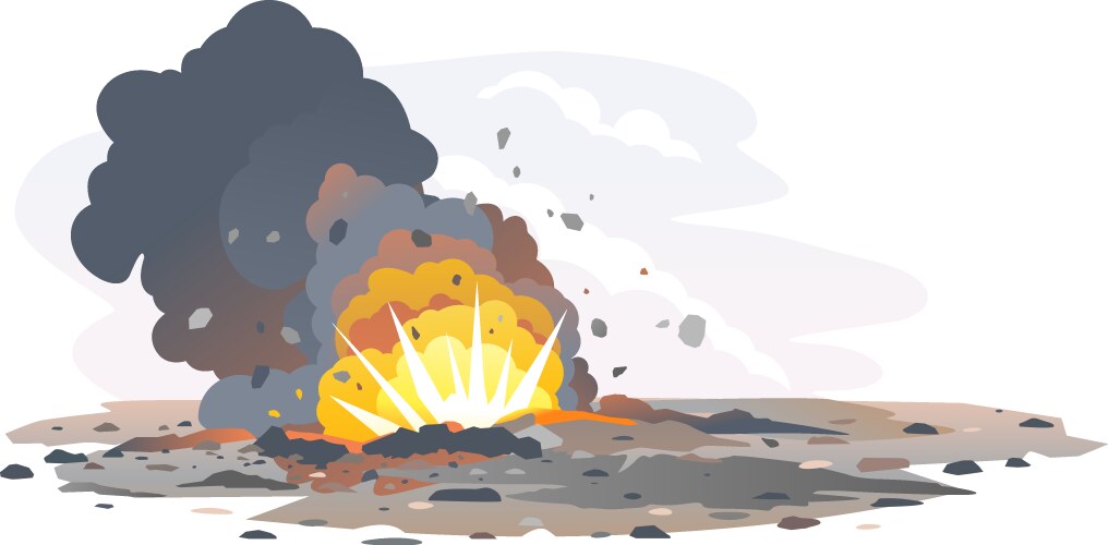 Bomb explosion on ground Royalty Free Vector Image
