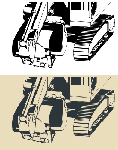 Heavy excavator drawings Royalty Free Vector Image
