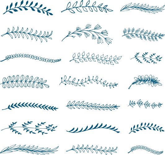 Hand drawn decorative scroll shapes fioriture Vector Image