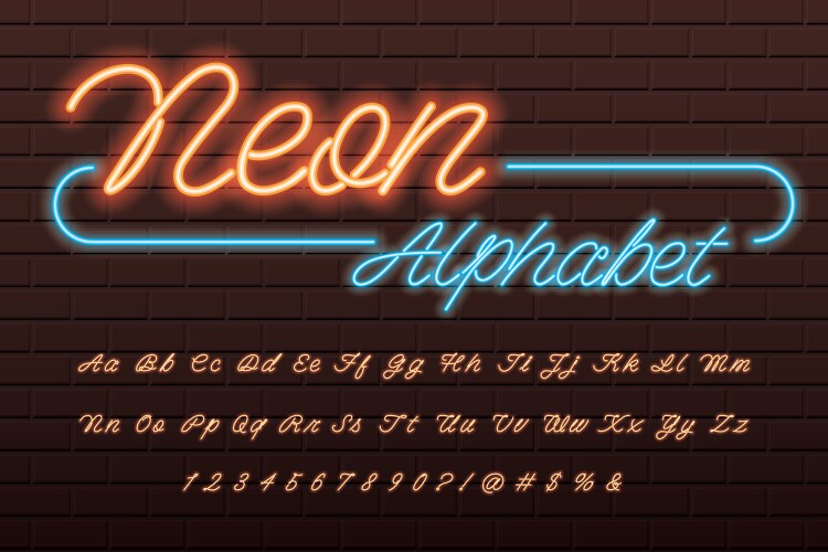 Neon font Royalty Free Vector Image - VectorStock
