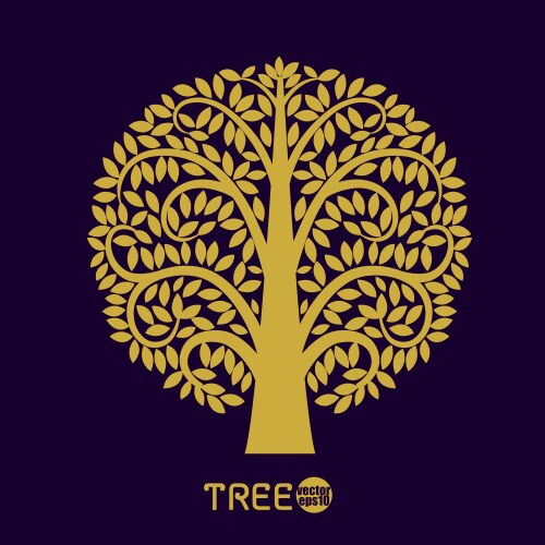 Golden bodhi tree symbol Royalty Free Vector Image