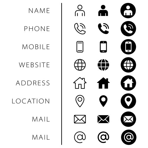 Contact icons business card symbols Royalty Free Vector