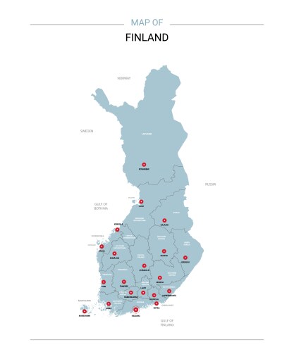 Map of finland and its largest cities Royalty Free Vector