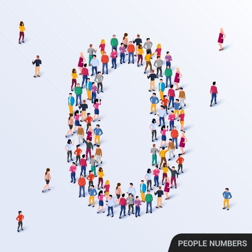 Big people crowd forming number two 2 shape Vector Image