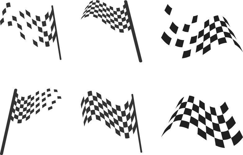 Two checker race flags crossed doodle style Vector Image