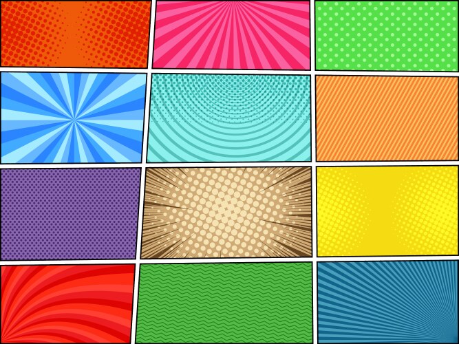 Set of colorful retro comic book page background Vector Image