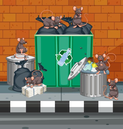 Garbage bags with dirty rat Royalty Free Vector Image