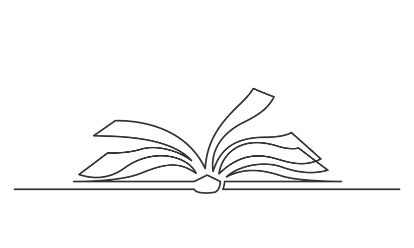 One single line drawing opened page book Vector Image