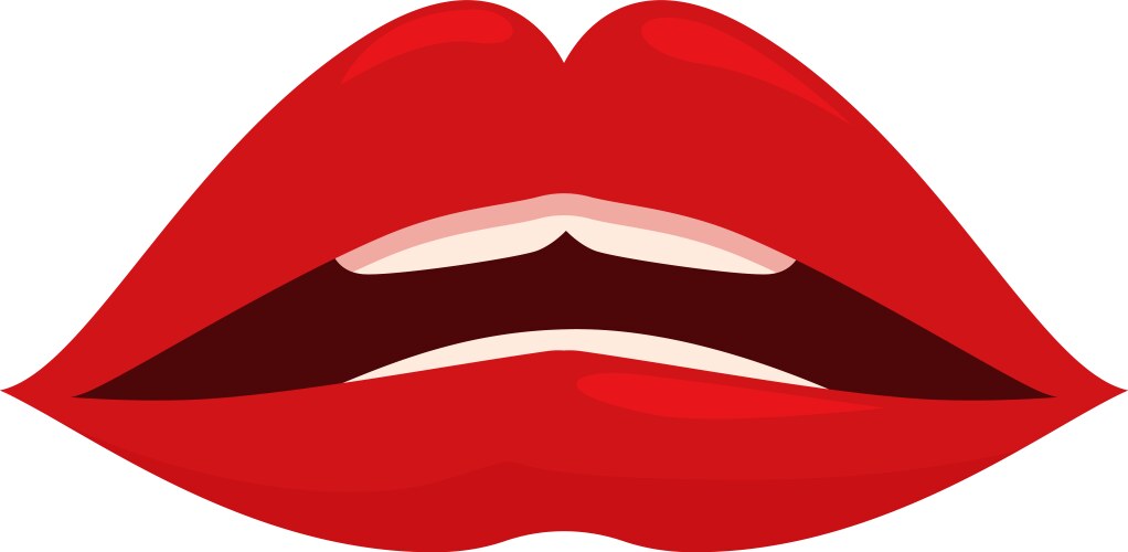 Vampire woman mouth showing fangs biting lip Vector Image
