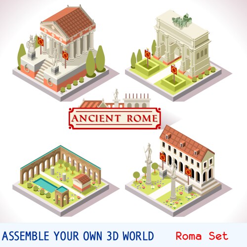 Isometric pantheon temple in roman architecture Vector Image
