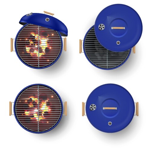 Grill top view isolated rounded bbq stove empty Vector Image