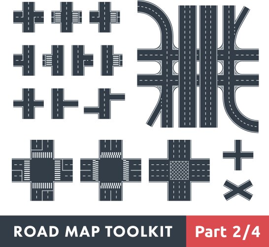 City road and highway top view elements for map Vector Image