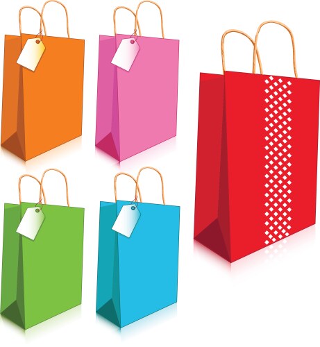 Paper shopping bags cartoon Royalty Free Vector Image