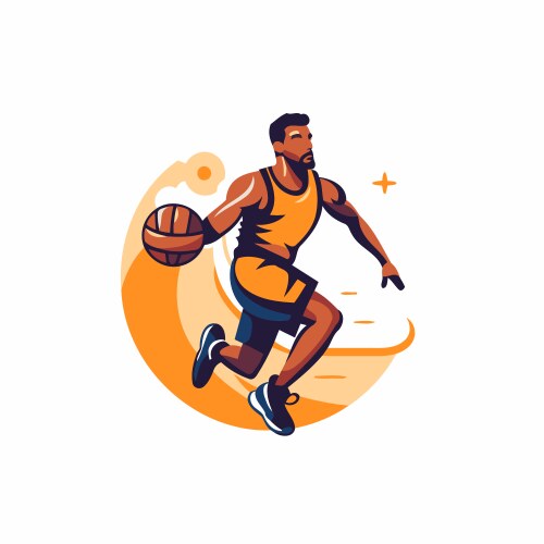 Basketball player in action flat cartoon style Vector Image
