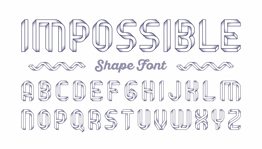 Impossible shape font Royalty Free Vector Image