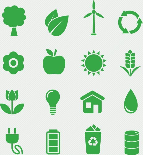 Eco friendly bio green energy sources icons signs Vector Image