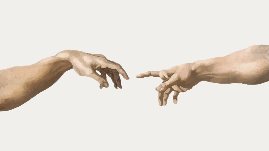 Creation of Adam - Michelangelo's Hands Royalty Free Vector