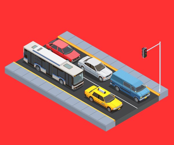 City public transport bus 3d isometric view Vector Image