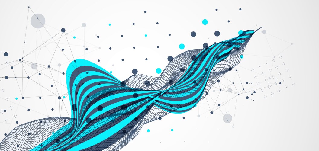 Abstract wavy background with cyan lines Vector Image